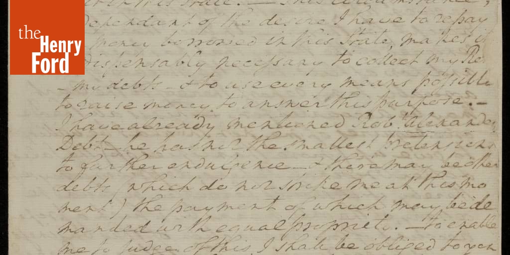 Letter from George Washington to Lund Washington, 1782 - The Henry Ford