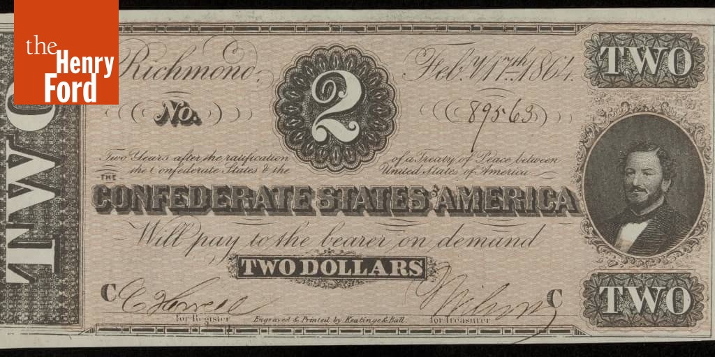 Confederate Currency, Confederate States of America, Two Dollars, 1864 ...