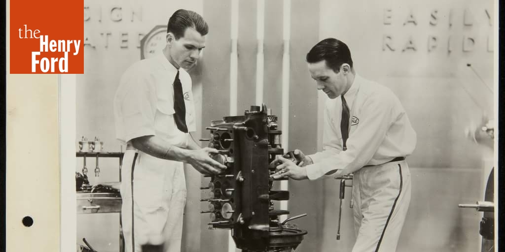 V-8 Engine Assembly Demonstration, Ford Exhibition Building, Century of ...