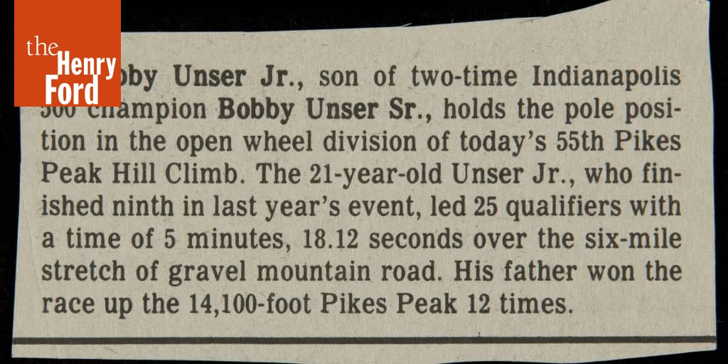 Bobby Unser Collection--Photographs--Family--Bobby Unser Jr.--Item143 ...