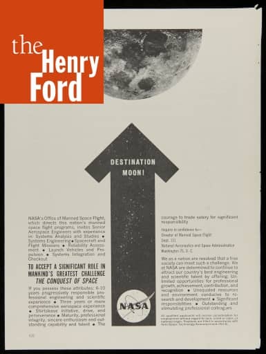Recruiting Advertisement for NASA, "Destination Moon!," July 1962 - The ...