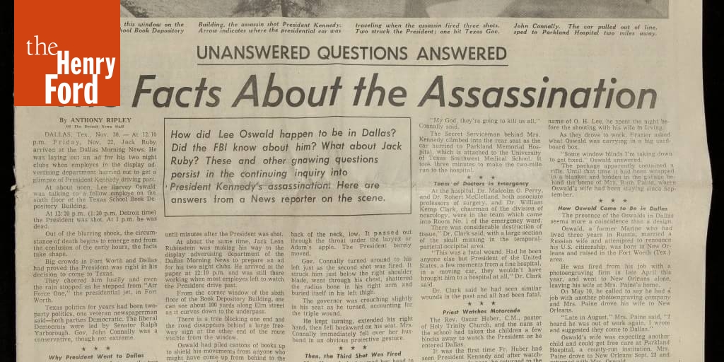 Newspaper, The Detroit News for December 1, 1963, Section G, "The Facts ...
