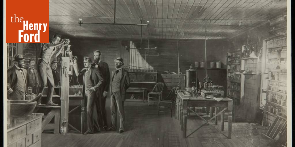 Illustration, Preparing the First Practical Incandescent Lamp for ...