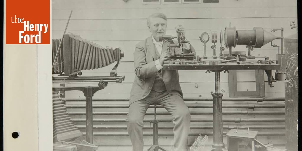 Thomas Edison Experimenting with Microphotography Using Microscope and ...