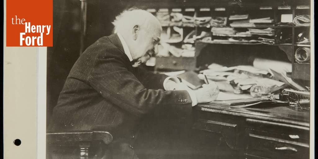 Thomas Edison Writing at a Desk, West Orange Laboratory, circa 1928 ...