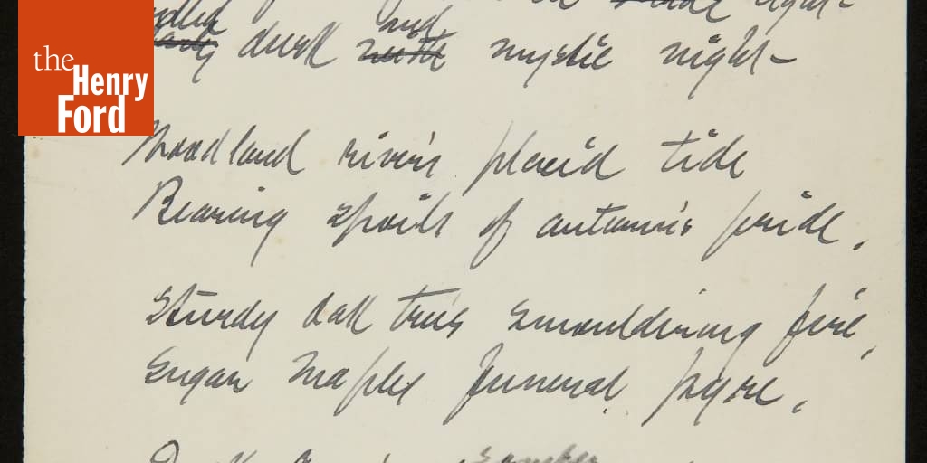 Poem by John Burroughs, "An October Day," 1891-1901 - The Henry Ford