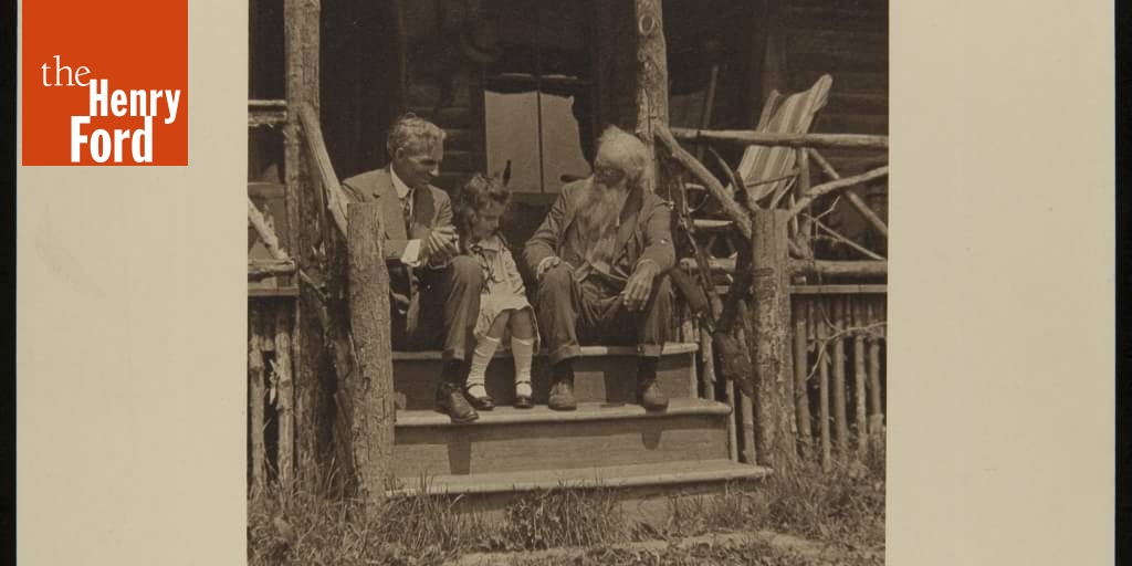 Henry Ford, Elizabeth Burroughs, and John Burroughs at Woodchuck Lodge ...
