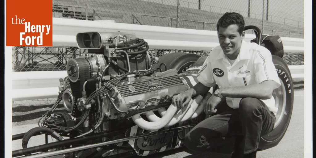 Don Prudhomme with Ford Dragster, Riverside International Raceway ...