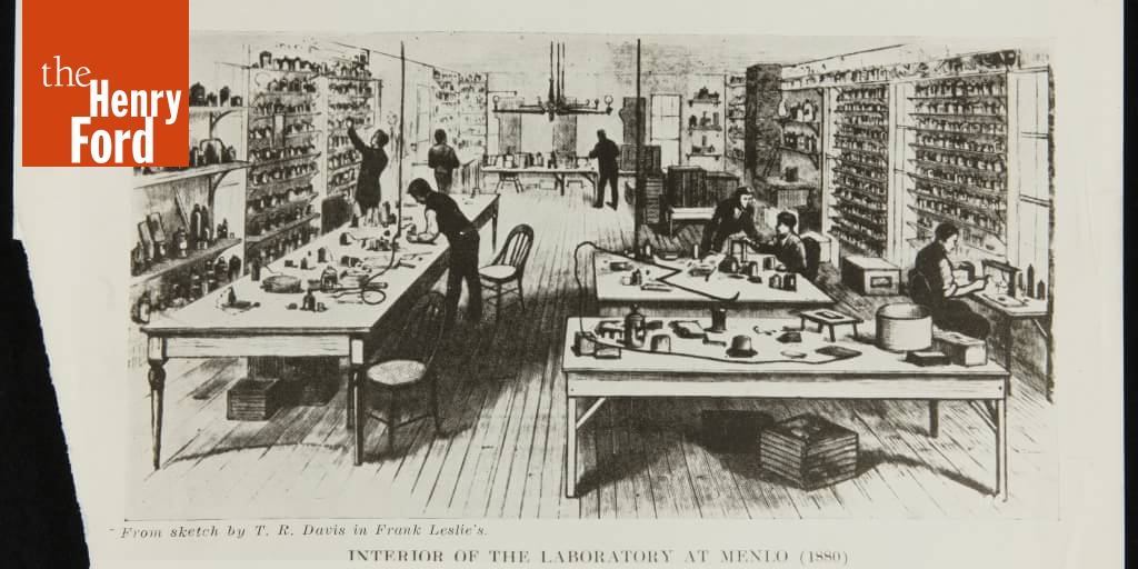Illustration, "Interior of the Laboratory at Menlo (1880)" - The Henry Ford