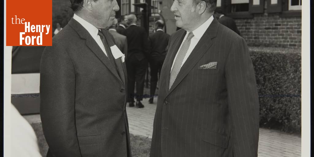 H. J. Heinz II and Henry Ford II outside Heinz House at Greenfield ...