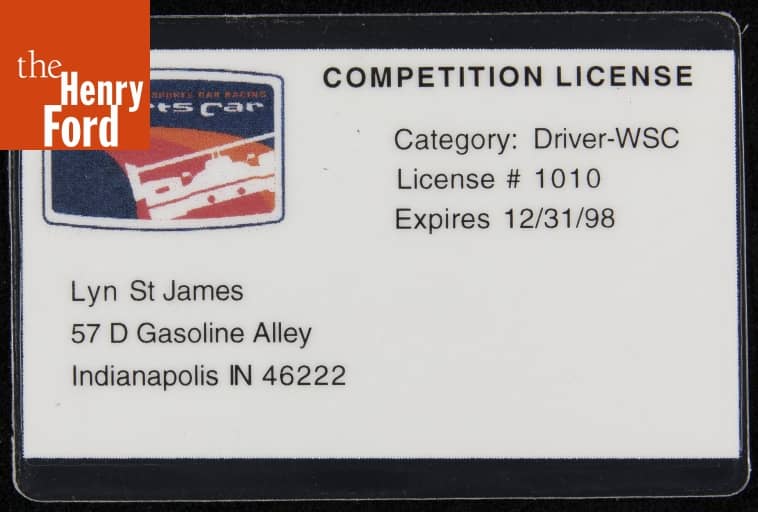Professional Sports Car Racing Competition License of Lyn St. James ...