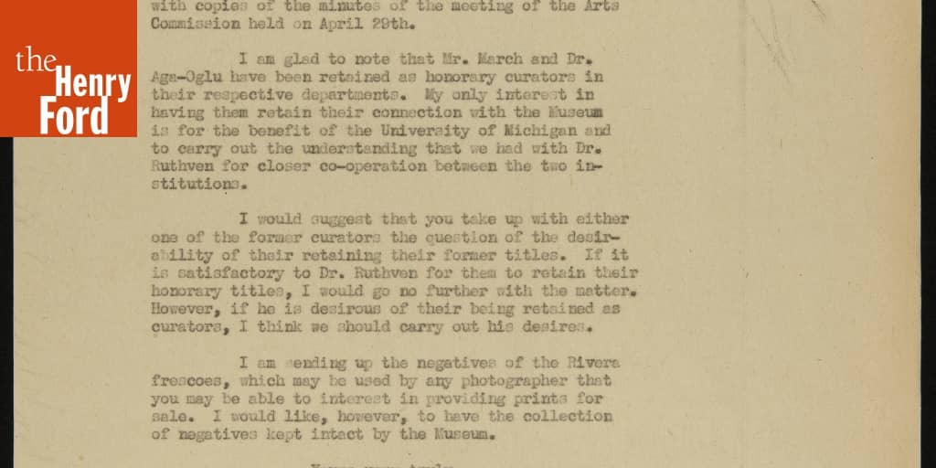 Letter from Edsel Ford to Clyde Burroughs, June 1, 1933 - The Henry Ford