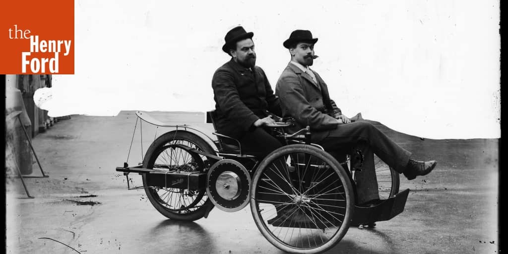 Leon Bollee and Camille Bollee in a Bollee Voiturette, circa 1896 - The ...