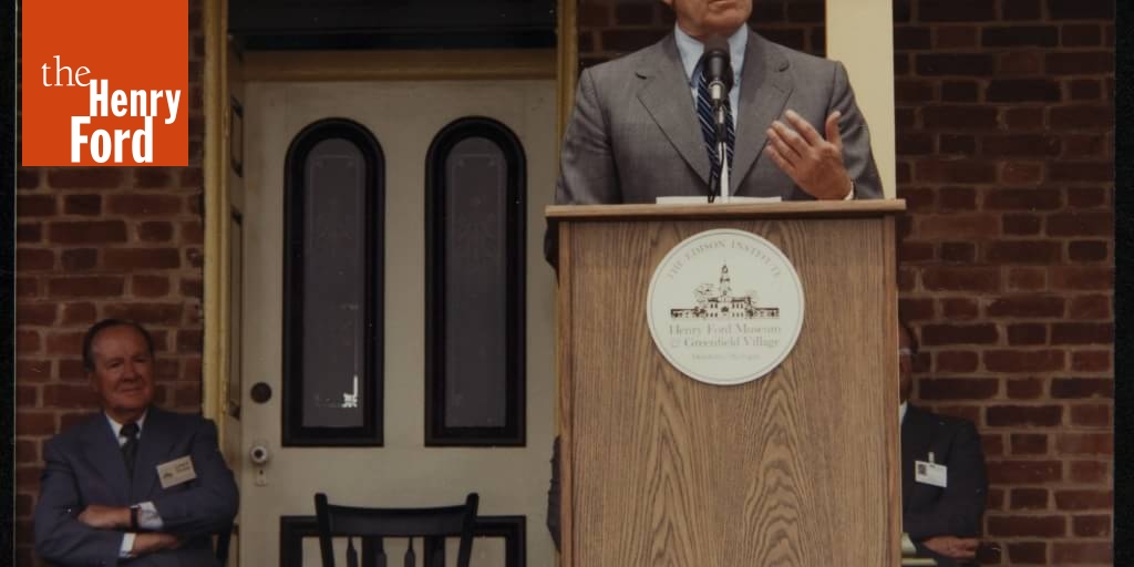 Gerald Ford Speaking at the Firestone Farmhouse Dedication Ceremony ...