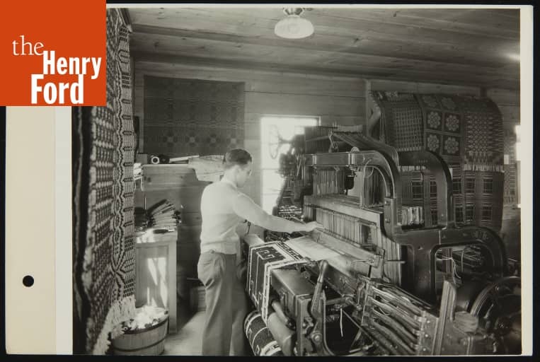 Frank Caddy at the Power Loom in Plymouth Carding Mill (now Gunsolly ...