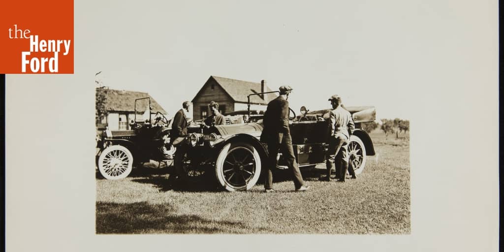 Henry Ford Watches as Edsel Ford Prepares to Start His Cross-Country ...