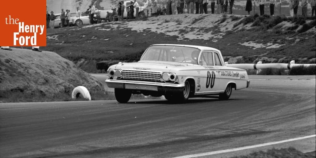 Dan Gurney Driving 1962 Chevrolet at USAC Stock Car Race, Riverside ...