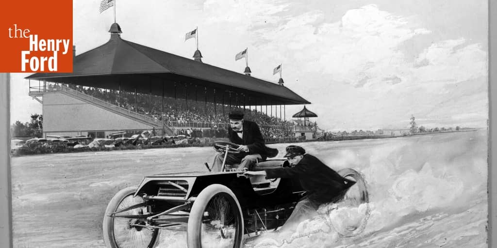 Composite Image Depicting Henry Ford and Spider Huff Driving the ...