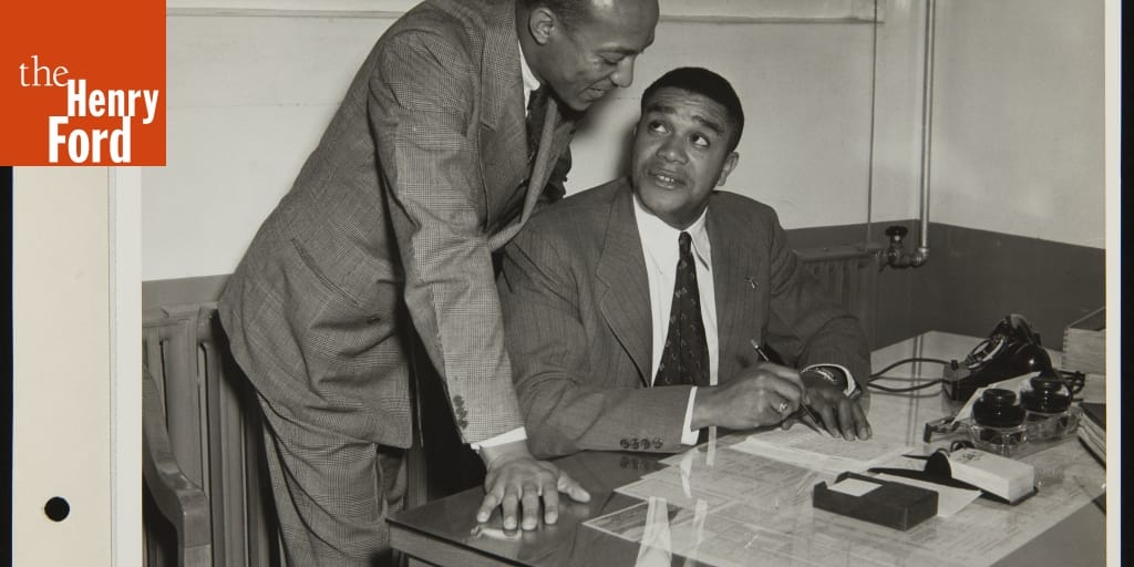 Jesse Owens and Willis Ward, Ford Motor Company, November 23, 1942 ...