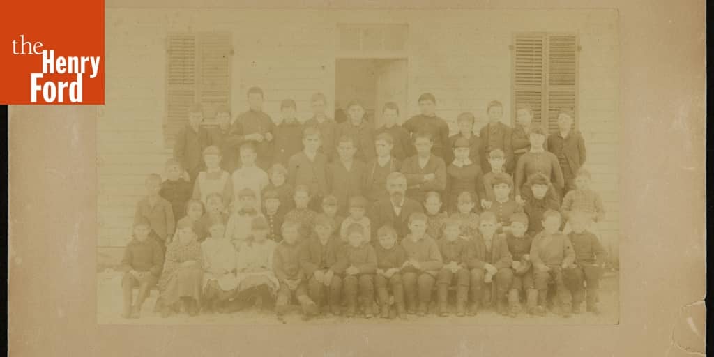 Students and Teachers outside Miller School, Springwells Township ...