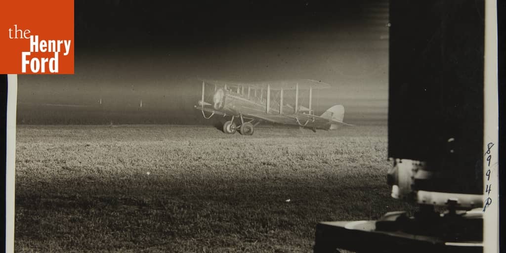 Air Mail Plane Landing at Hadley Field at Night, New York to Chicago ...
