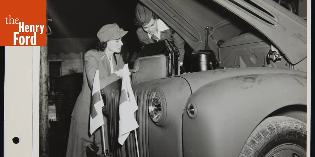 Red Cross Women's Motor Corps Workers with Ford Ambulance, June 1942 ...