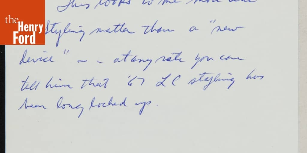 Ford Public Relations Memo regarding Letter from Lincoln, Age 14 ...