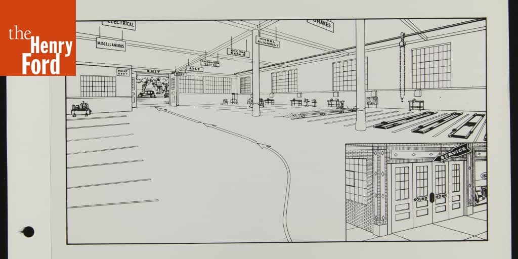 Design Drawing of Dealers' Service Station Floor Layout, June 1937 ...
