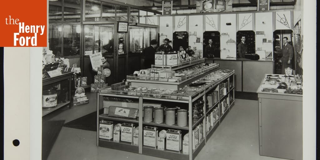 Service Counter and Open Parts Bins, Illustration for October and ...