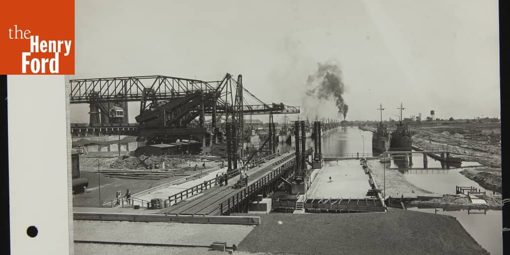Ford Rouge Plant Shipyard, Blast Furnace, and Unloading of Cranes, July ...