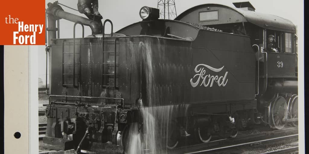 Ford Locomotive Tender Being Filled with Water at Rouge Plant, March 24 ...