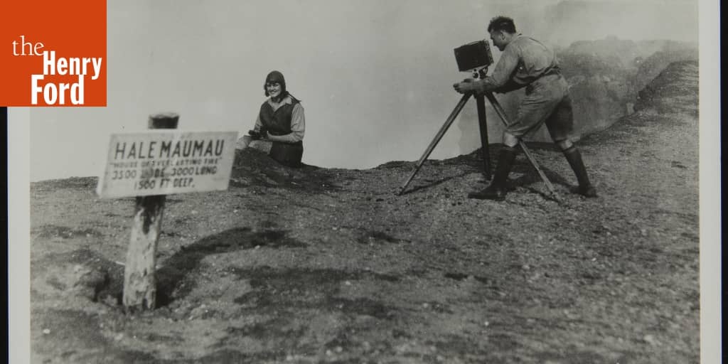 Captain Walter Wanderwell Filming Aloha Wanderwell on the Edge of ...