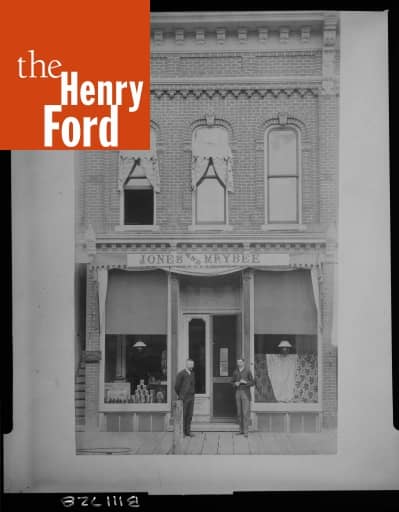 J.R. Jones and John Maybee outside Jones and Maybee General Store ...