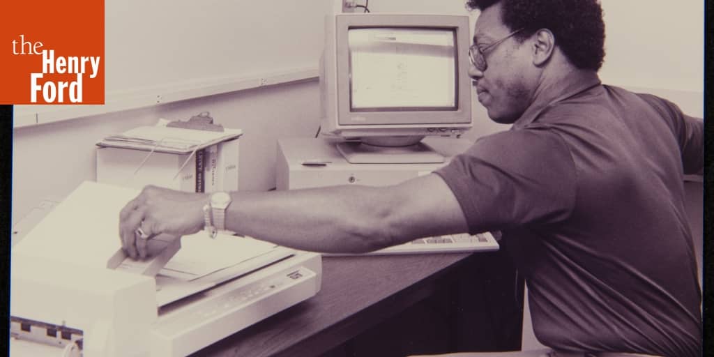 Al Dampier at Unisys Computer Workstation, circa 1993 - The Henry Ford