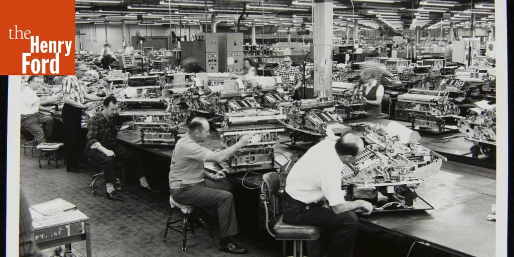 Working with Burroughs Corporation Equipment on Factory Floor, December ...