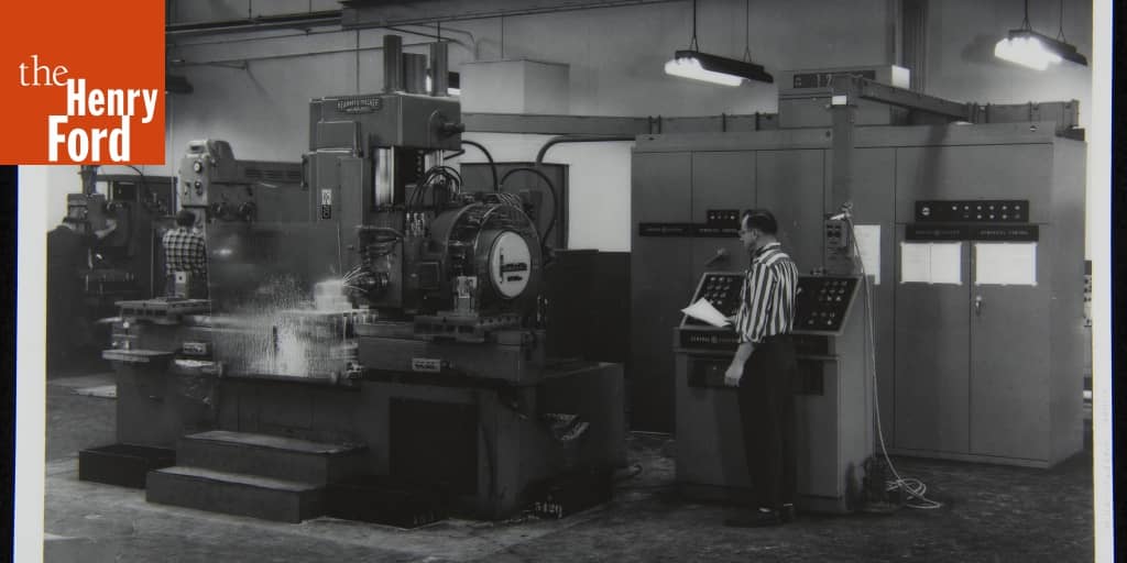 Working with Burroughs Corporation Equipment on Factory Floor, 1964 ...