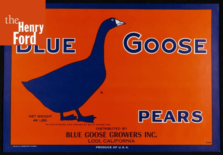 Crate Label, "Blue Goose Brand Pears," 1940-1950 - The Henry Ford