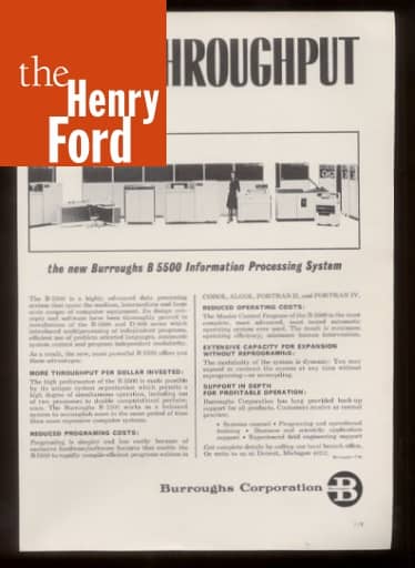 Advertisement for the Burroughs B5500 Information Processing System ...