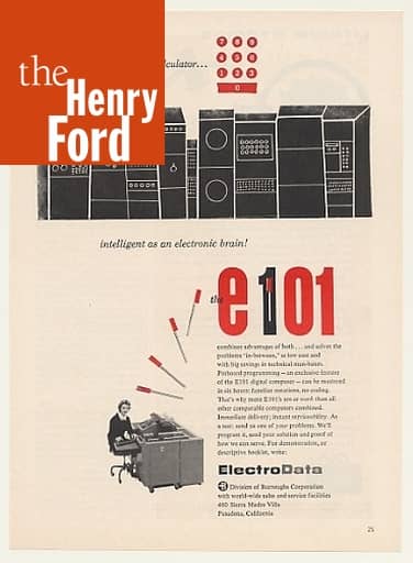 Advertisement for the Burroughs ElectroData E101, circa 1956 - The ...