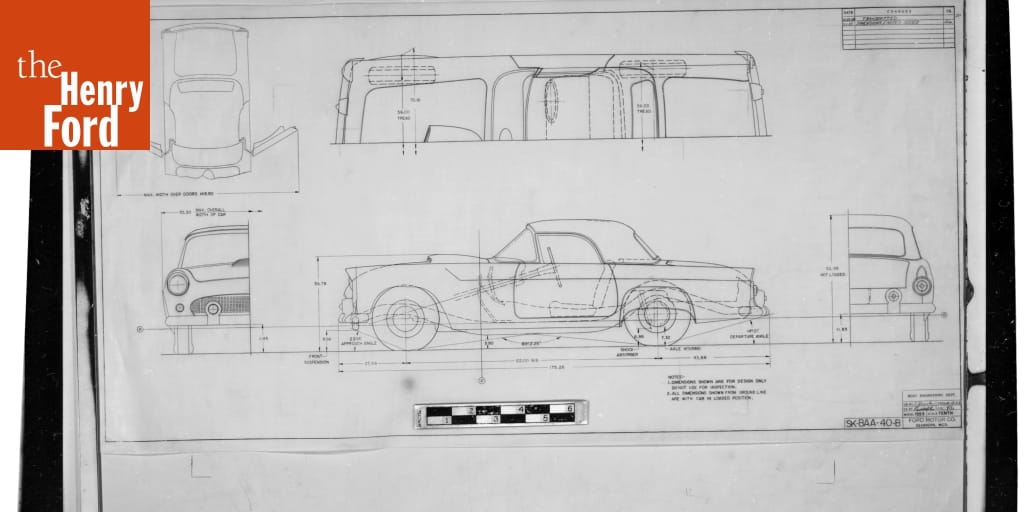 Drawing, Body Dimensions, 1955 Ford Thunderbird, February 1, 1955 - The ...