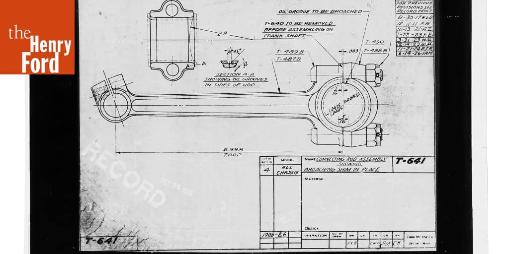 Drawing, "Connecting Rod Assembly," Ford Model T, June 14, 1926 - The ...