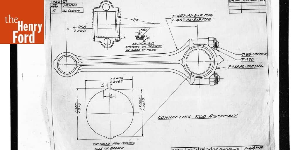 Drawing, "Connecting Rod Assembly," Ford Model T, October 27, 1926 ...