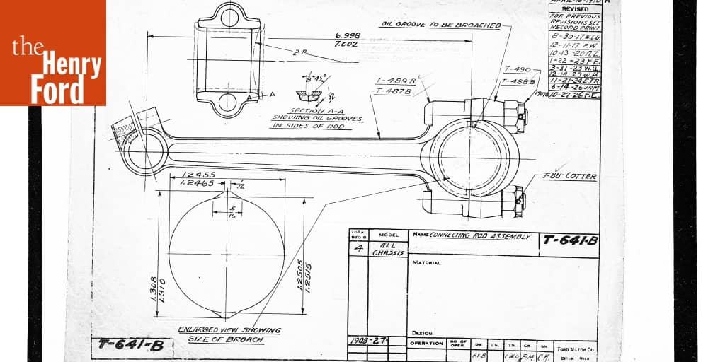 Drawing, "Connecting Rod Assembly," Ford Model T, October 27, 1926 ...
