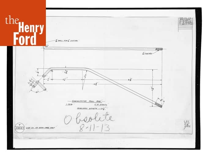 Drawing, "Commutator Pull Rod," Ford Model T, January 30, 1911 - The ...