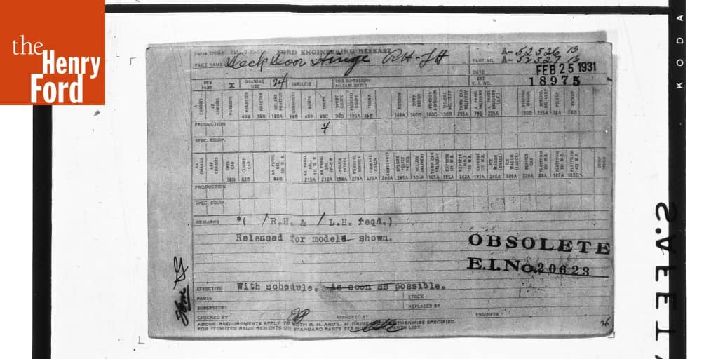 Engineering Release Notes, "Deck Door Hinge, R.H. & L.H.," Ford Model A ...