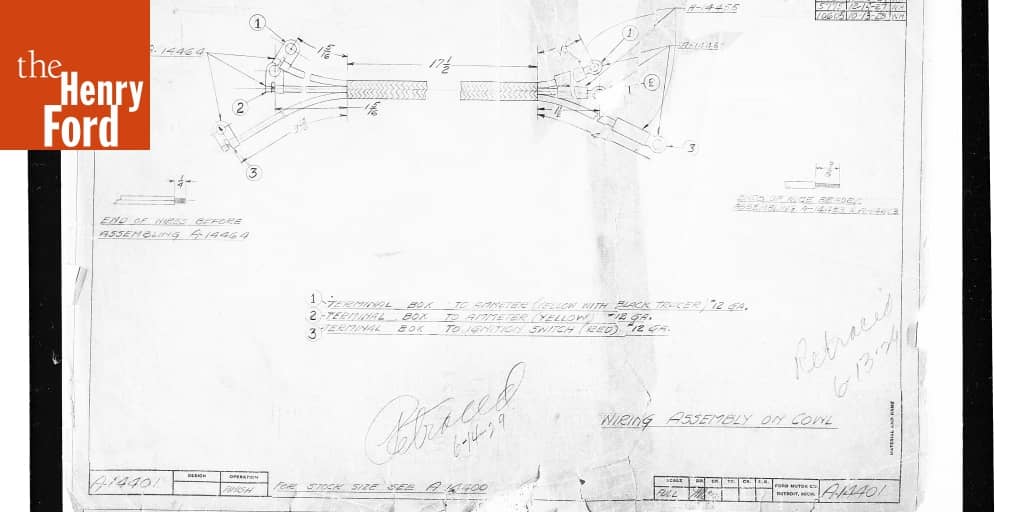 Drawing, "Wiring Assembly on Cowl," Ford Model A, October 13, 1928 ...