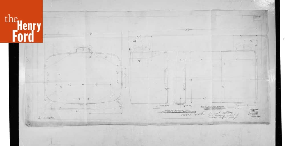Drawing, "Roadster Gasoline Tank," Ford Model T, October 24, 1910 - The ...