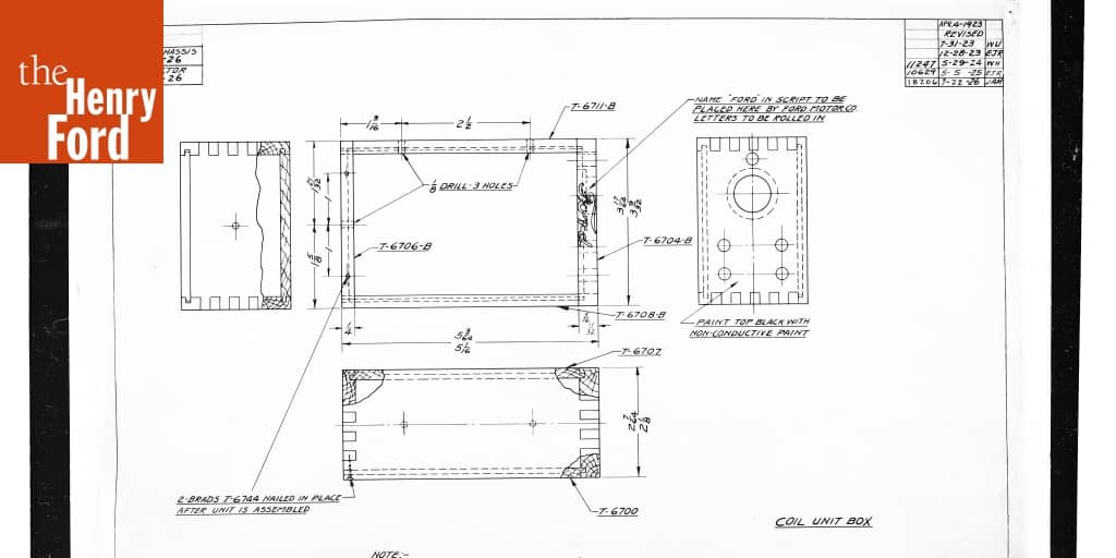 Drawing, "Coil Unit Box," Ford Model T, July 22, 1926 - The Henry Ford