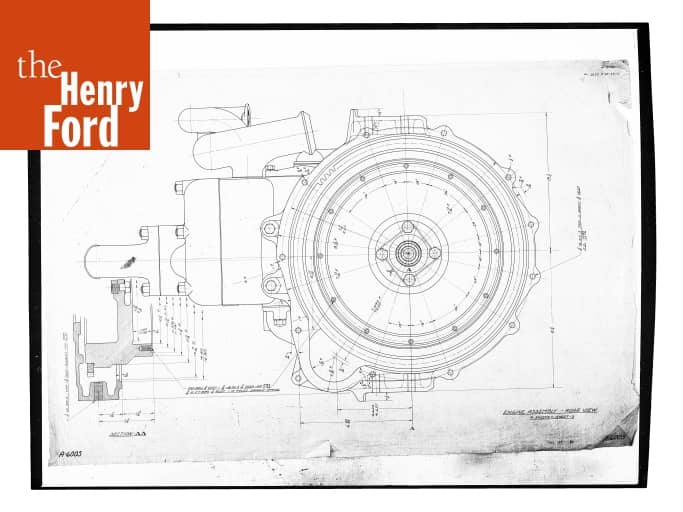 Drawing, "Engine Assembly, Rear View, Sheet No. 3," Ford Model A ...