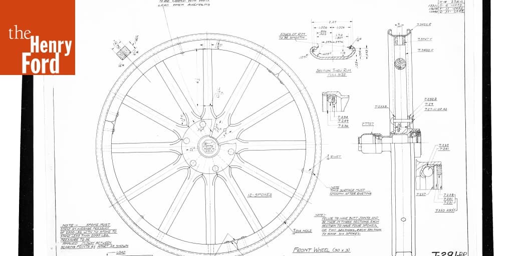 Drawing, "Front Wheel (30 x 3)," Ford Model T, December 31, 1925 - The ...